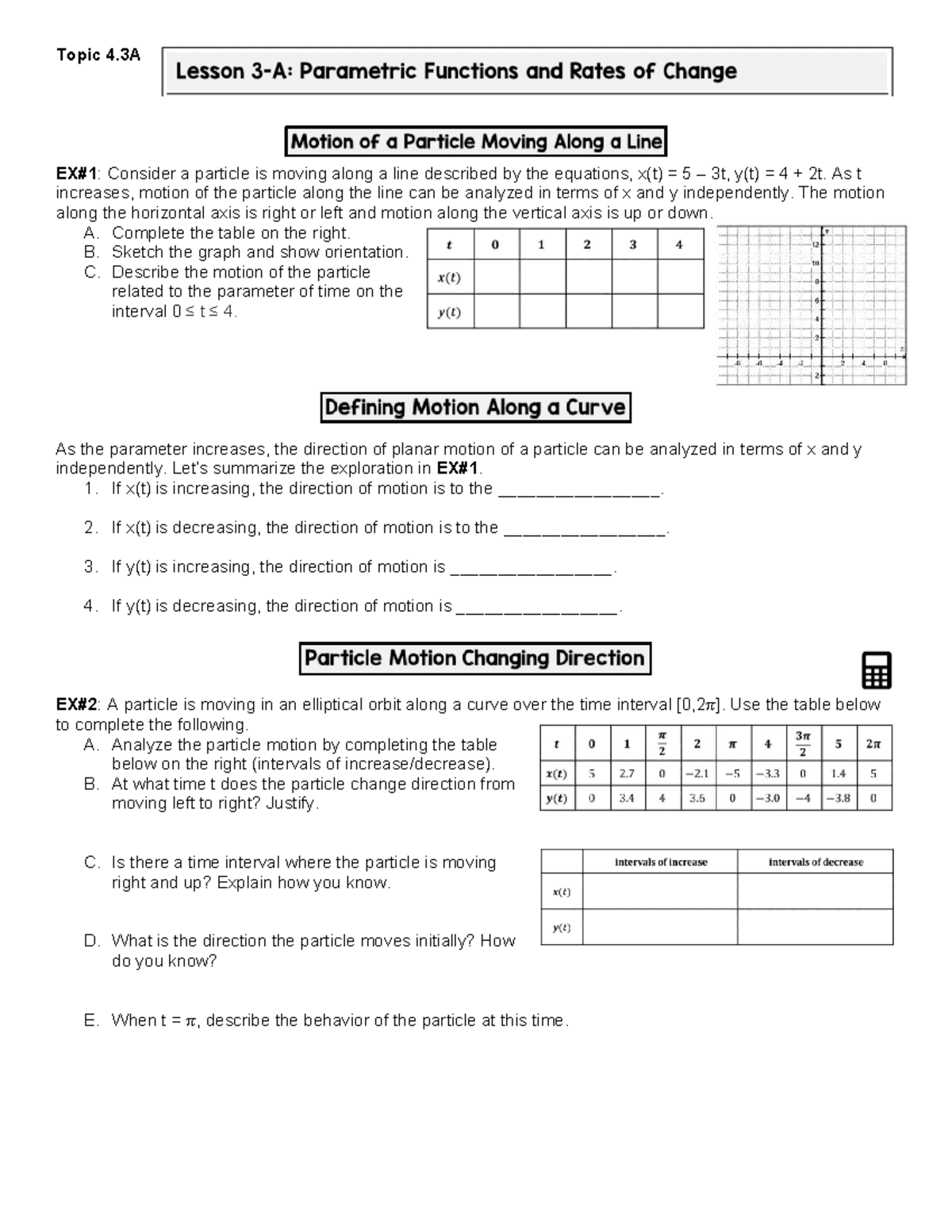 02-02 PC U04A 4.3 Class Notes: Analyzing Parametric Motion - Studocu
