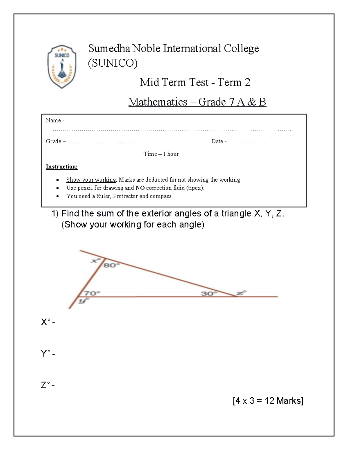 Angles unit 5 Cambridge lower secondary - Sumedha Noble International ...