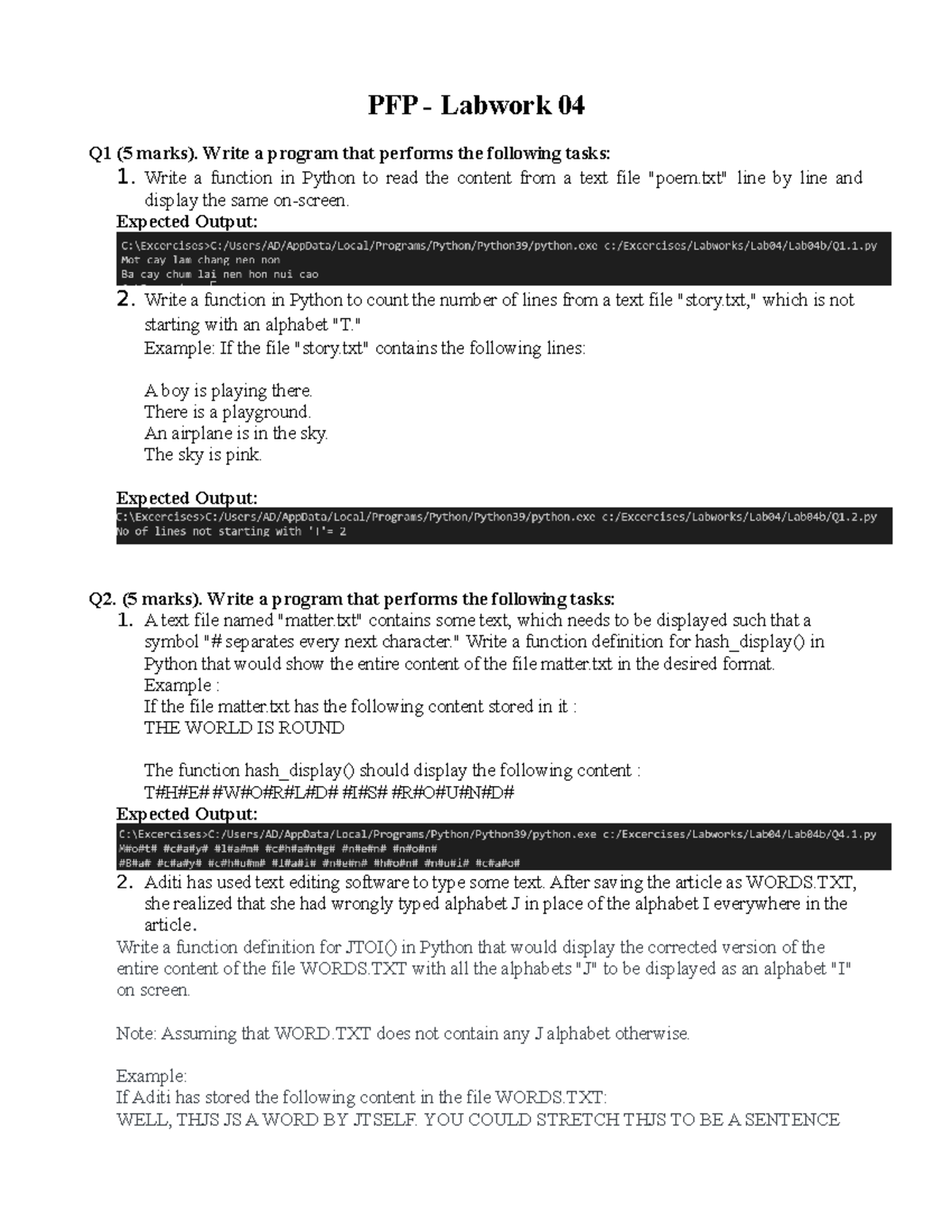 Lab04 - Python Programming Tasks PFP191 FPT UNI - Studocu
