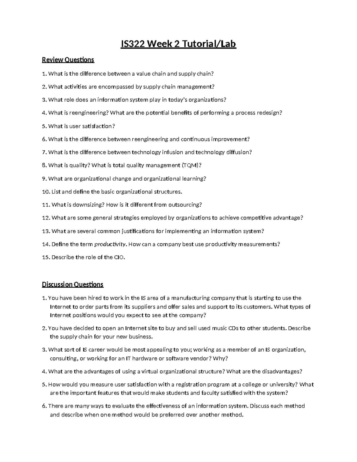 IS322 Week 2 Tutorial/Lab: Key Concepts & Discussion Questions - Studocu