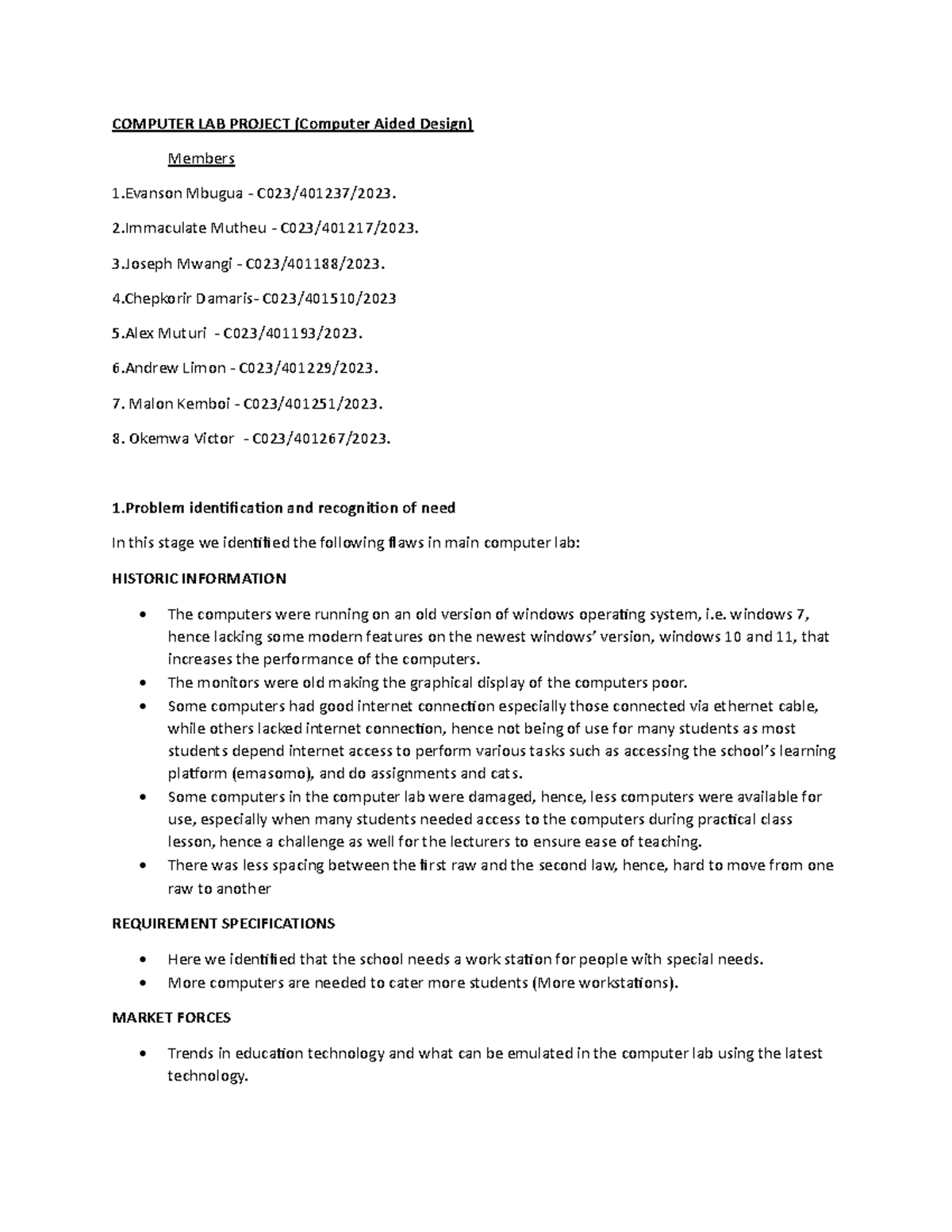 Computer LAB Project Group WORK - COMPUTER LAB PROJECT (Computer Aided ...