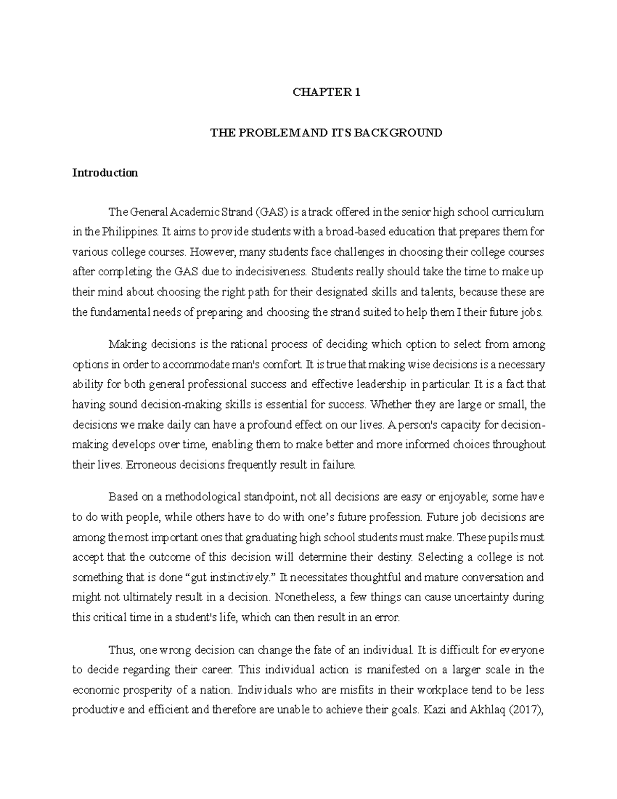 12- Aquinas Group 1 Chapter 1 - CHAPTER 1 THE PROBLEM AND ITS BACKGROUND Introduction The ...