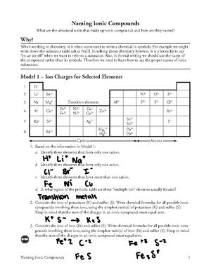 Naming Covalent Compounds Worksheet - Studocu