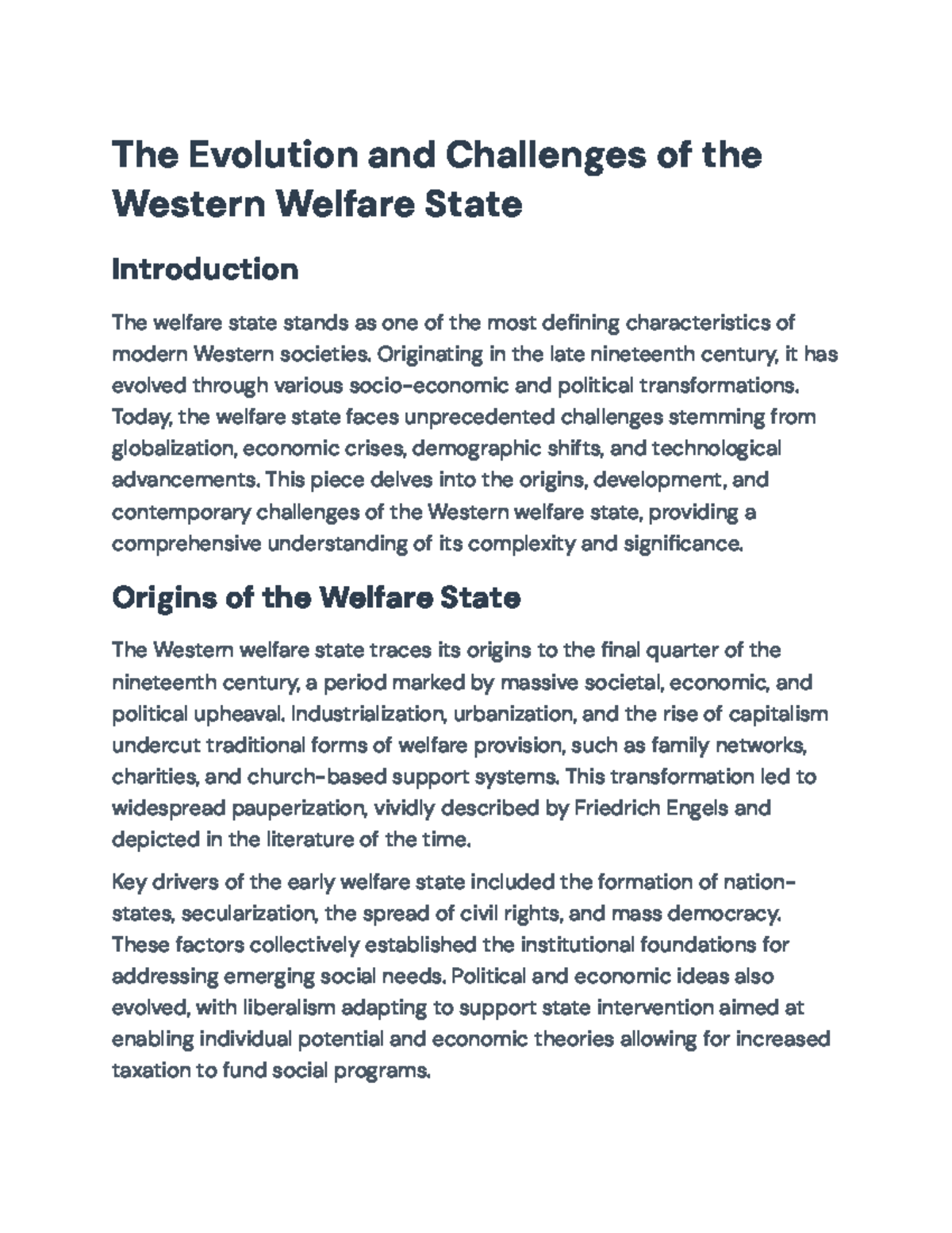 Final Exam Notes: Evolution & Challenges of the Western Welfare State ...