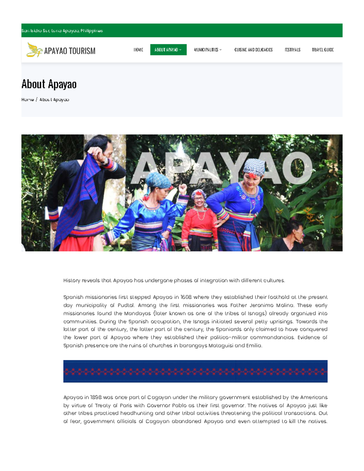 About Apayao: History, Culture, and Development Insights - Studocu