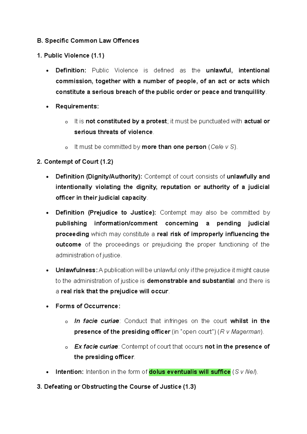 Common Law Crimes Overview: Key Offences and Definitions - Studocu