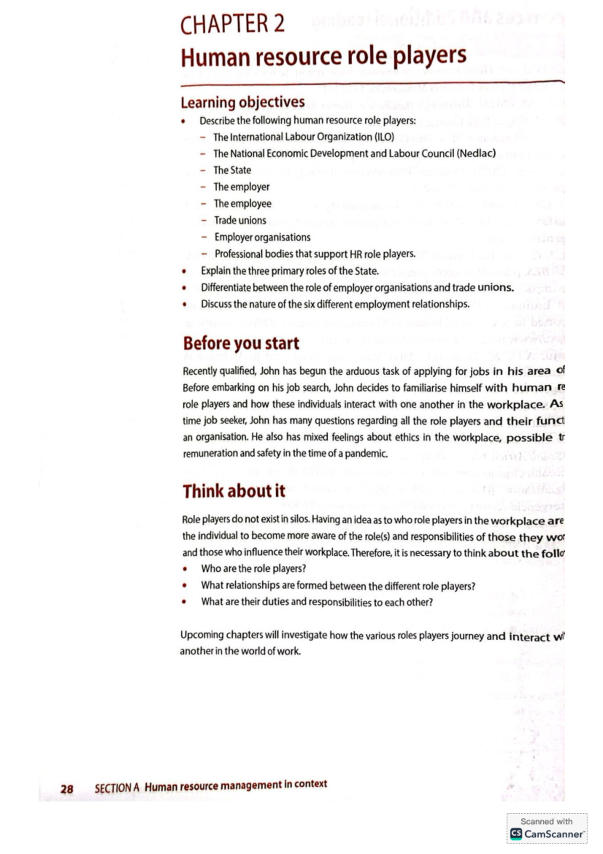 EHRM1514 Unit 2(1) (Compiled by Advice) - CHAPTER 2 Human resource role ...