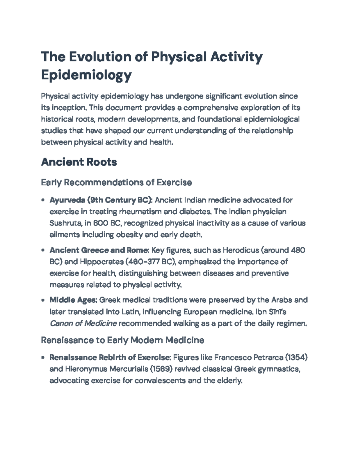 The Evolution of Physical Activity Epidemiology: History and Insights ...