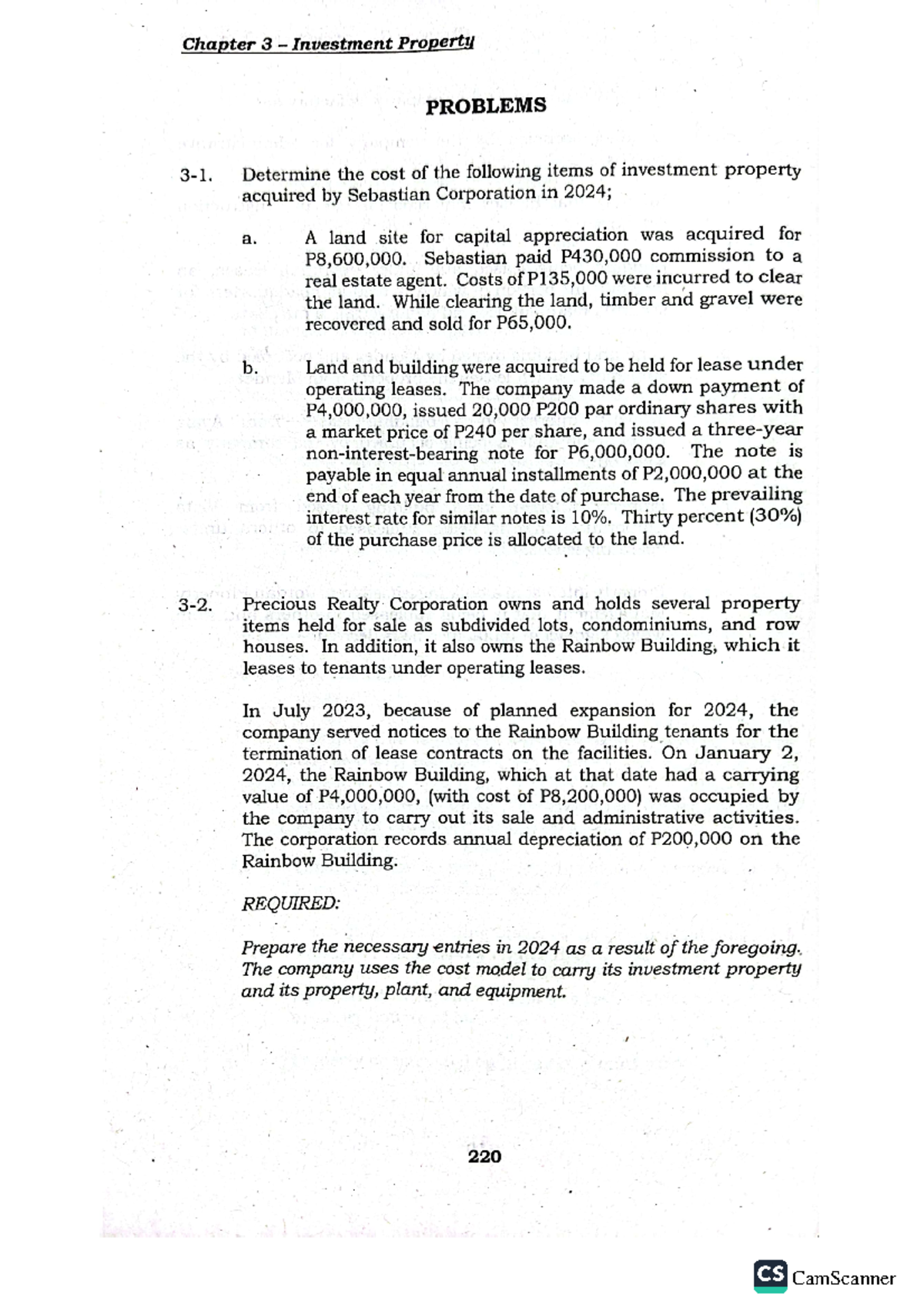 Chapter 3-7 INTACC 2 - Chapter 3 Investment Property PROBLEMS Determine ...