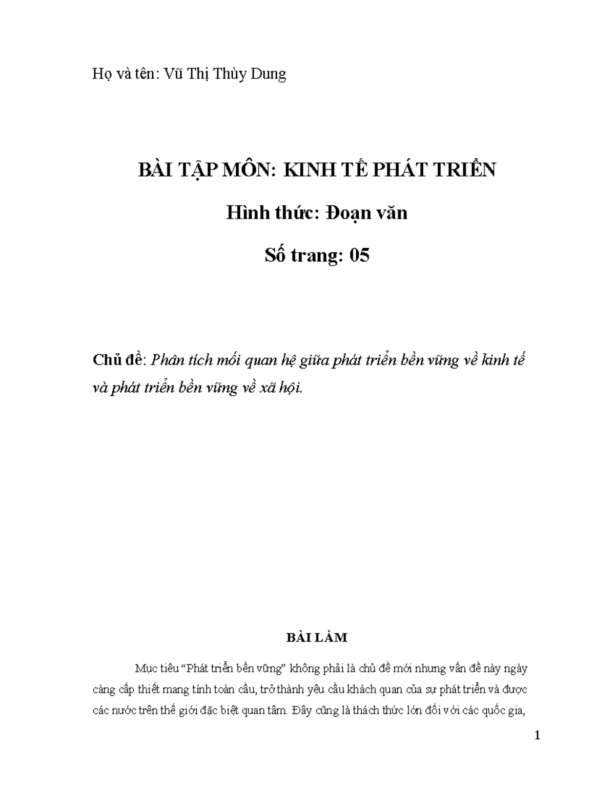 KTPT Phân tích Mối Quan Hệ giữa PT Bền Vững Kinh Tế và Xã Hội - Studocu