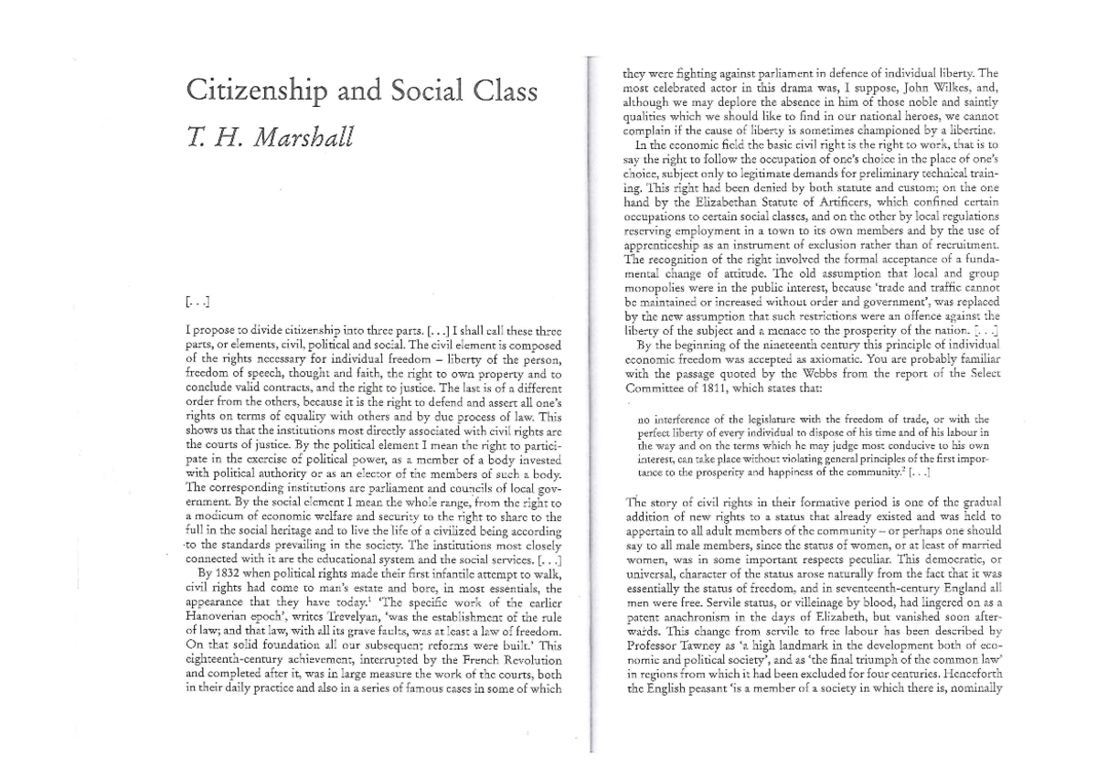 Citizenship and Social class - Marshall - 2014 - Citizenship and Social ...