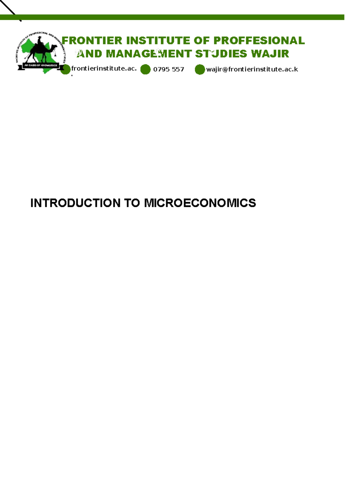 Introduction to Microeconomics (ECON 101) - Course Overview and Key ...