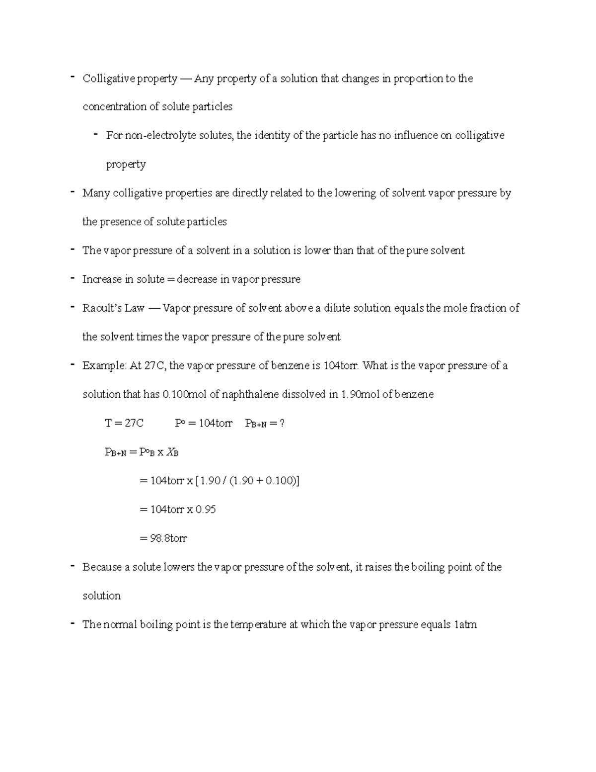 CHEM 8:25 Raoult's Law, Osmotic Pressure - Colligative property — Any ...