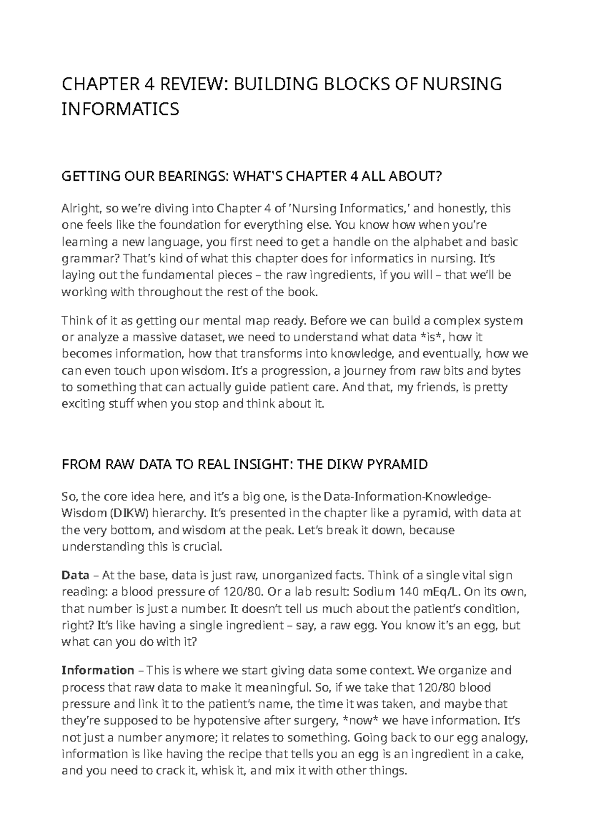 NURSING INFORMATICS CHAPTER 4 REVIEW: DIKW PYRAMID EXPLAINED - Studocu