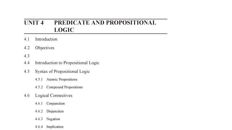 MCS 212 - UNIT 4: Predicate and Propositional Logic Overview - Studocu