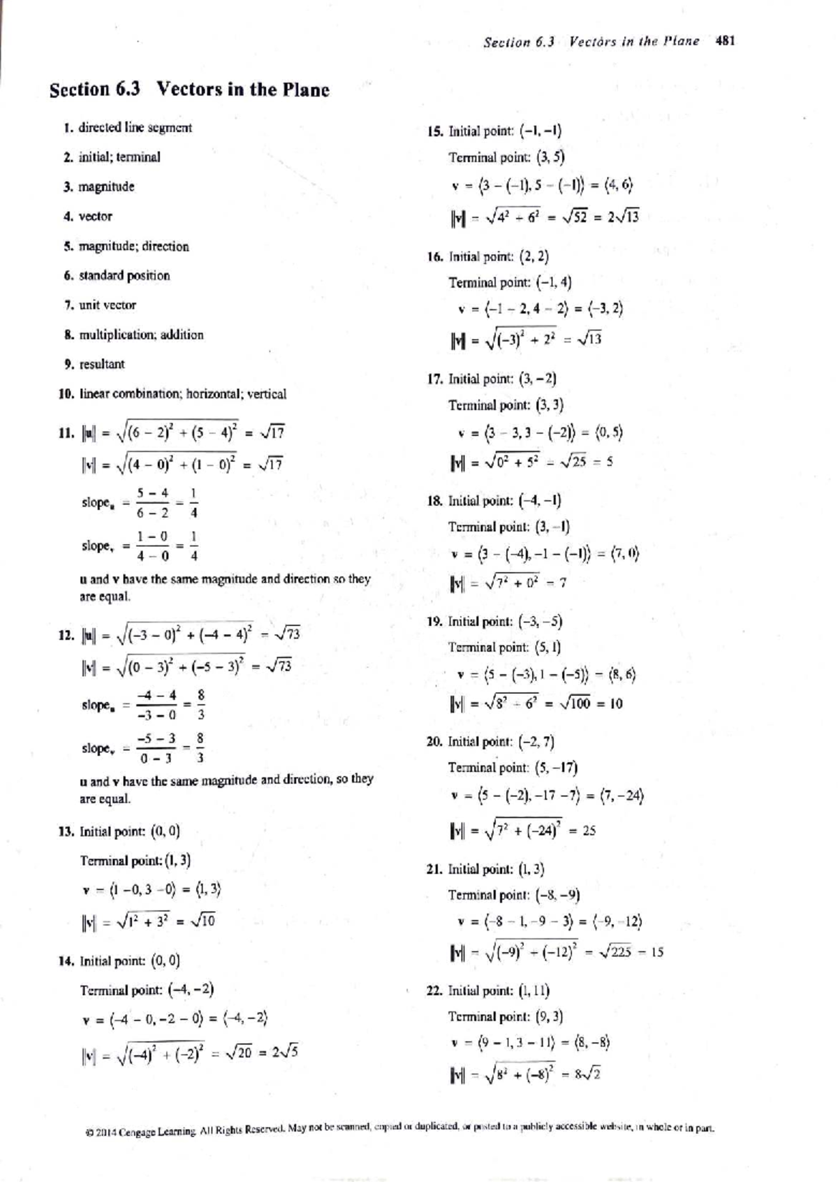 PCA6 - Vectors in the Plane: Section 6.3 Study Notes - Studocu