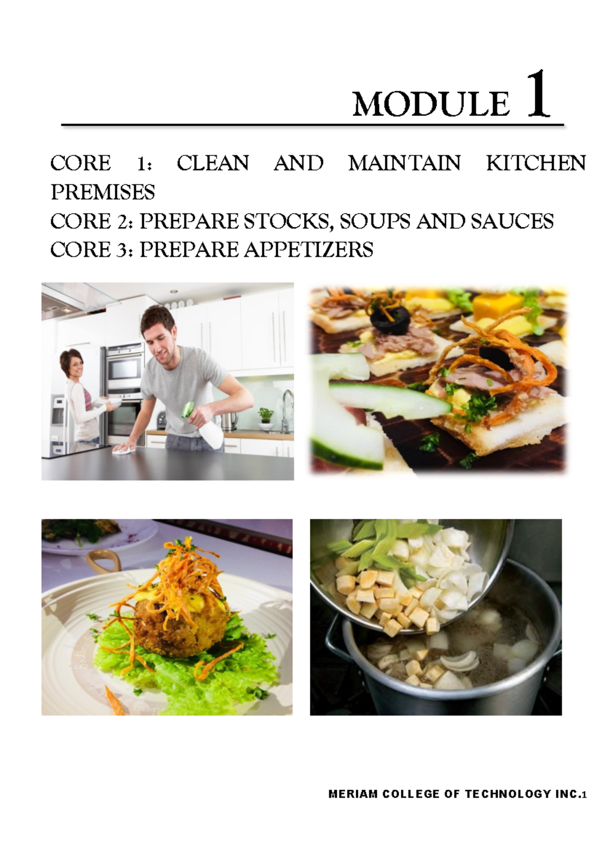 Cookery Module 1: Kitchen Sanitation, Stocks, and Sauces Basics - Studocu