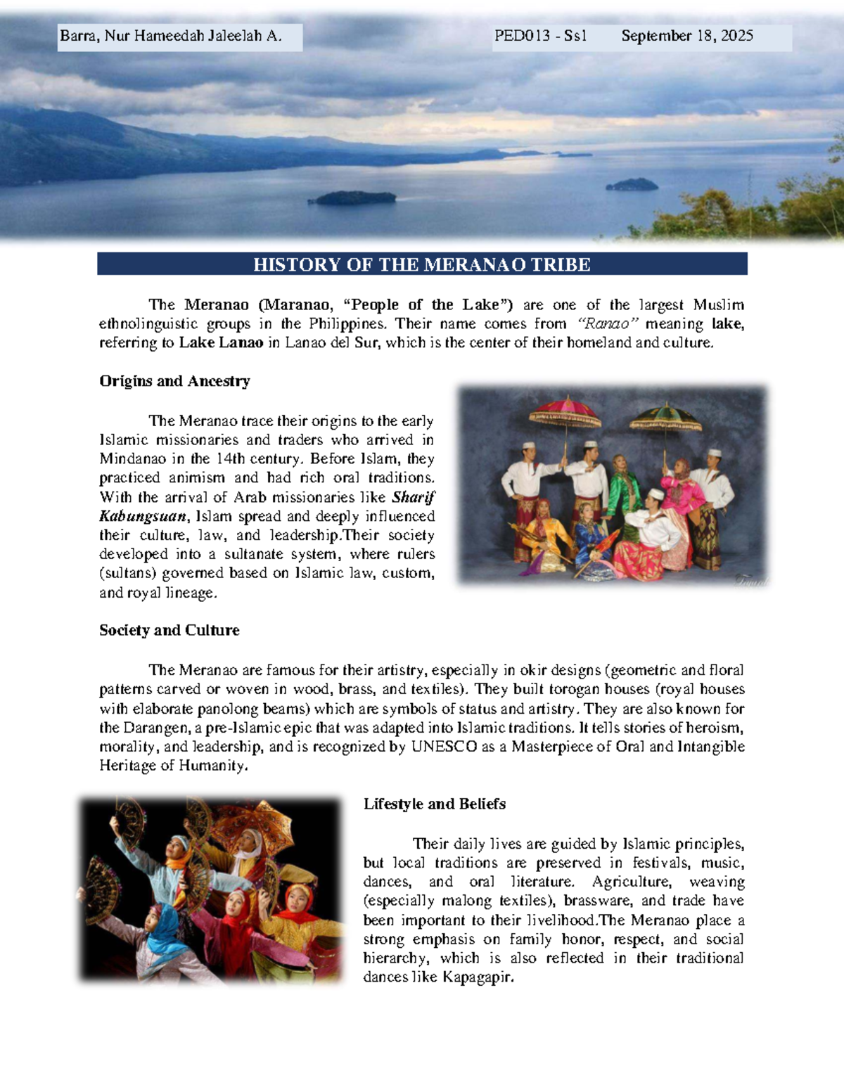 PED013 Ss1 Kapagapir: The Meranao Ethnic Dance and Its Significance ...