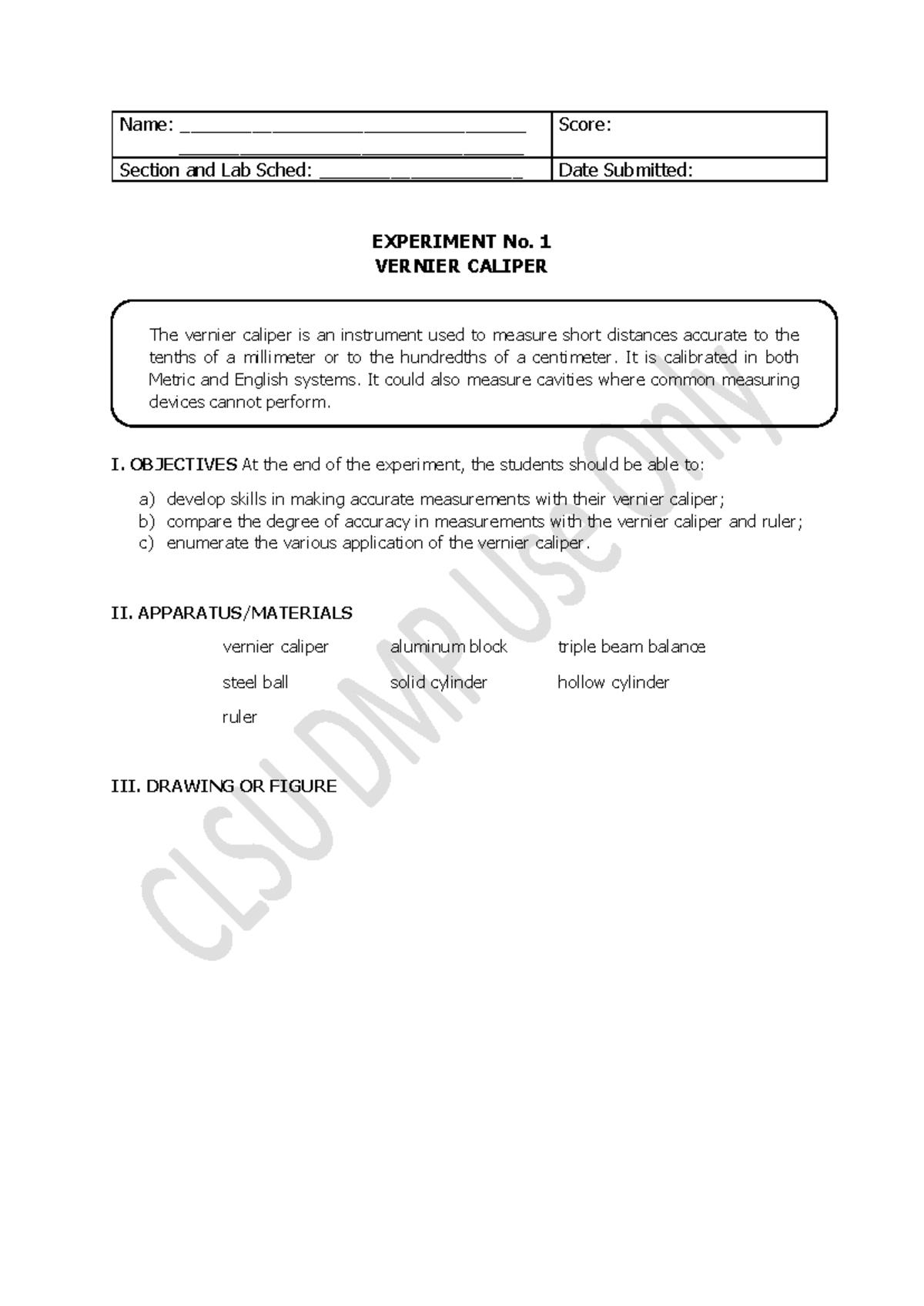 1-Vernier Caliper Lab Activity: Measurement Techniques and Analysis ...