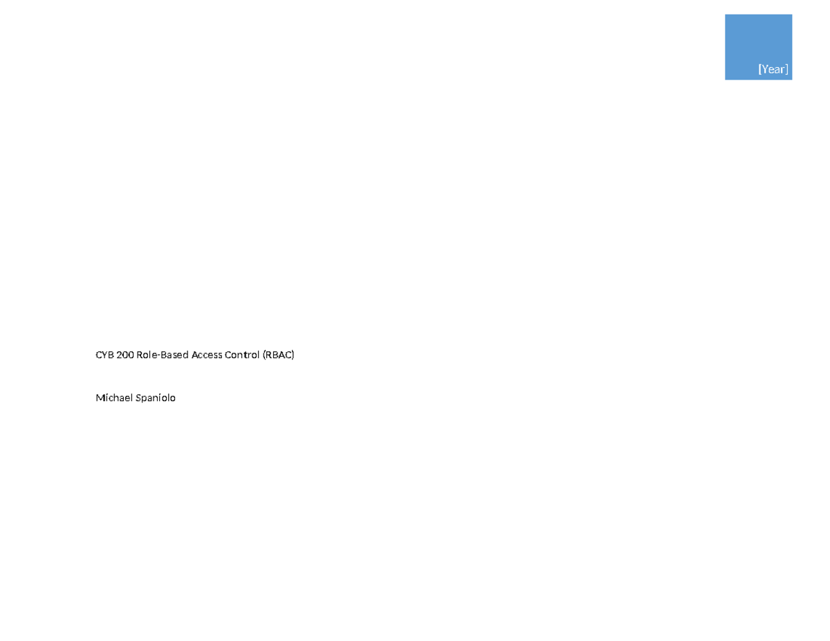 CYB 200 Module Four Activity Michael Spaniolo - [Year] CYB 200 Role ...