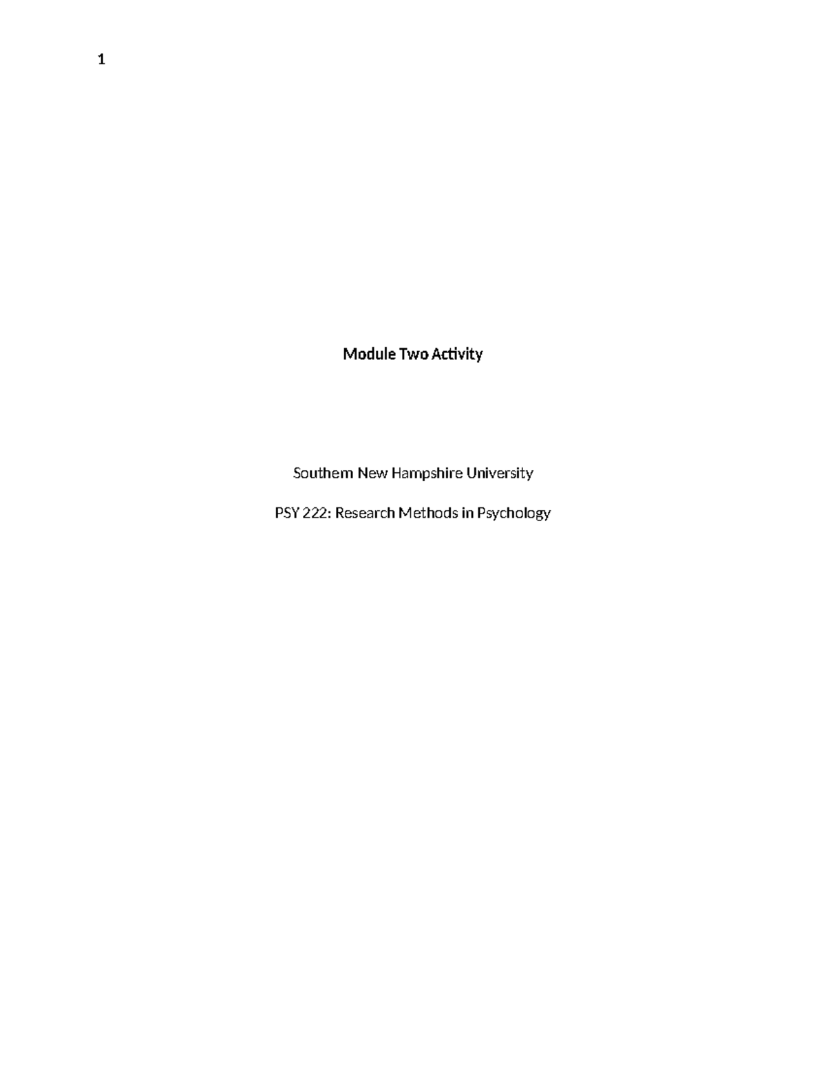 PSY222 Module Two Activity - Module Two Activity Southern New Hampshire ...