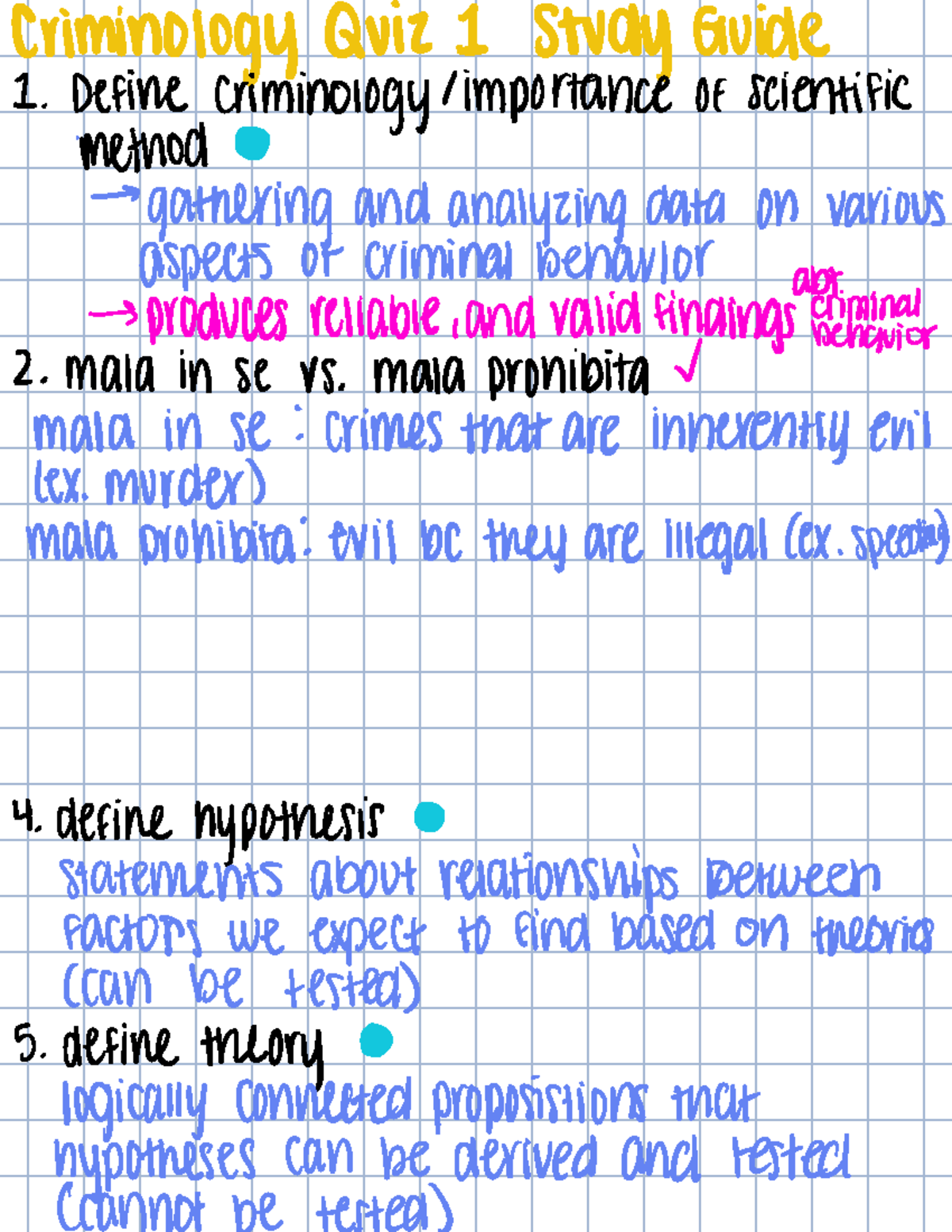 Criminology Quiz 1 Study Guide: Key Concepts and Definitions - Studocu