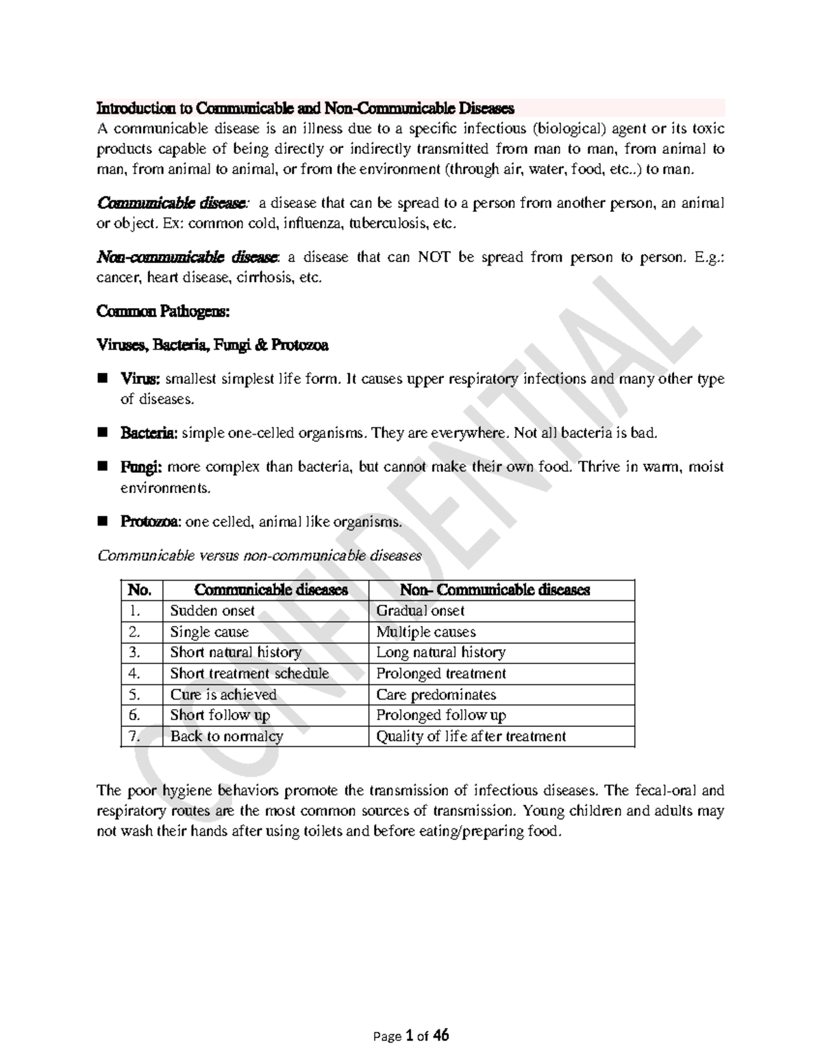 CERT CND - Introduction to Communicable Diseases and Control - Studocu