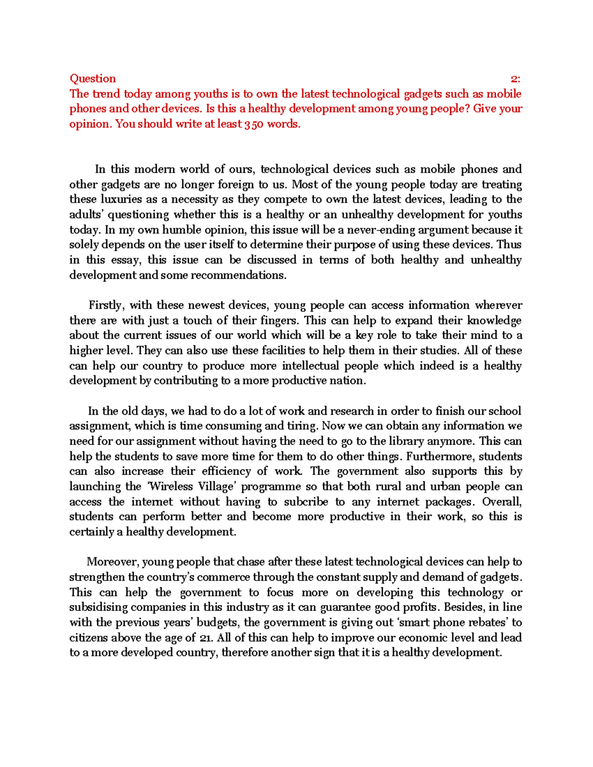 MUET Sample Essays: Youths and Technology's Impact on Society - Studocu