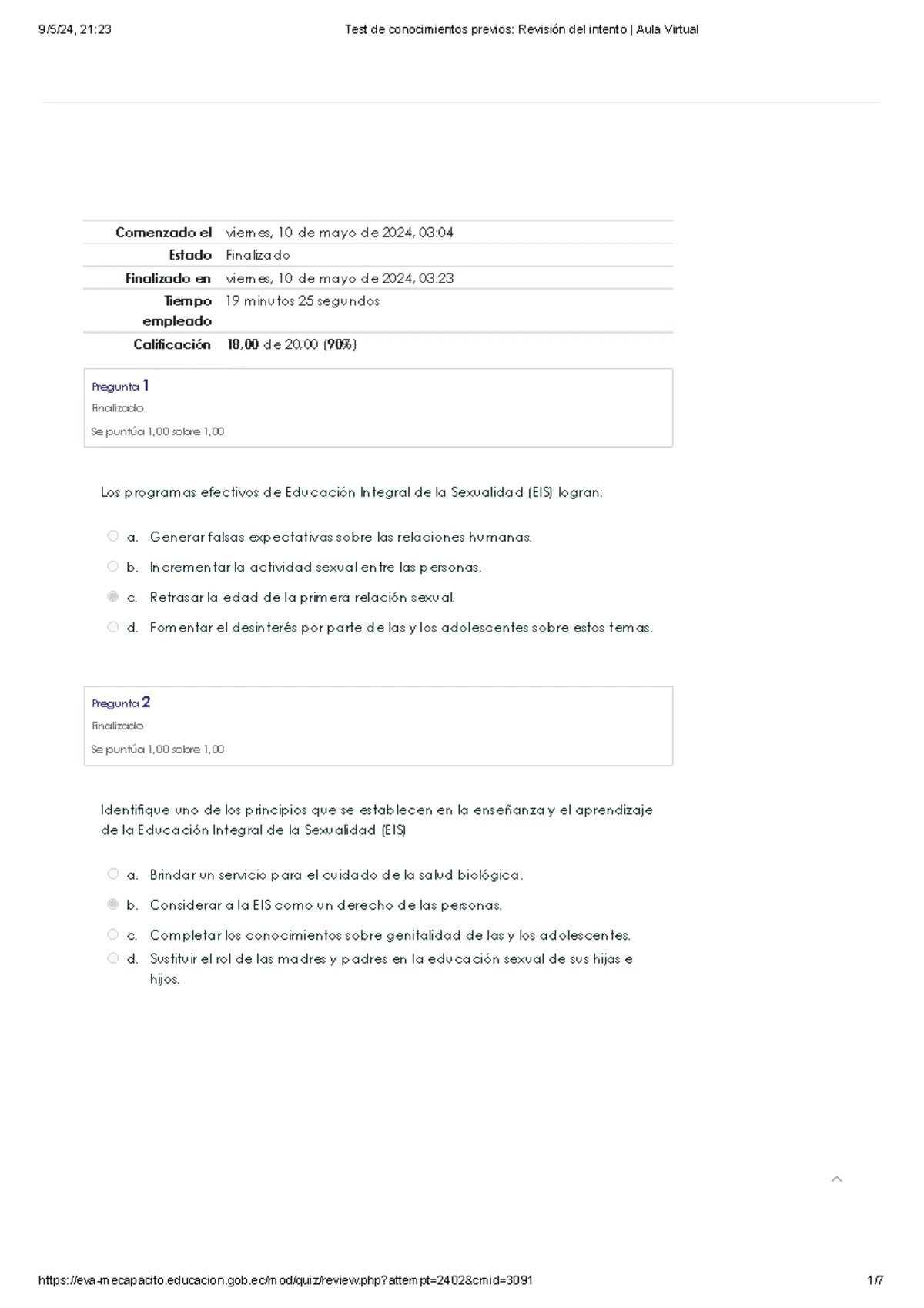 22:20 Test de Evaluación Módulo 1 (20 puntos): Revisión del Intento ...