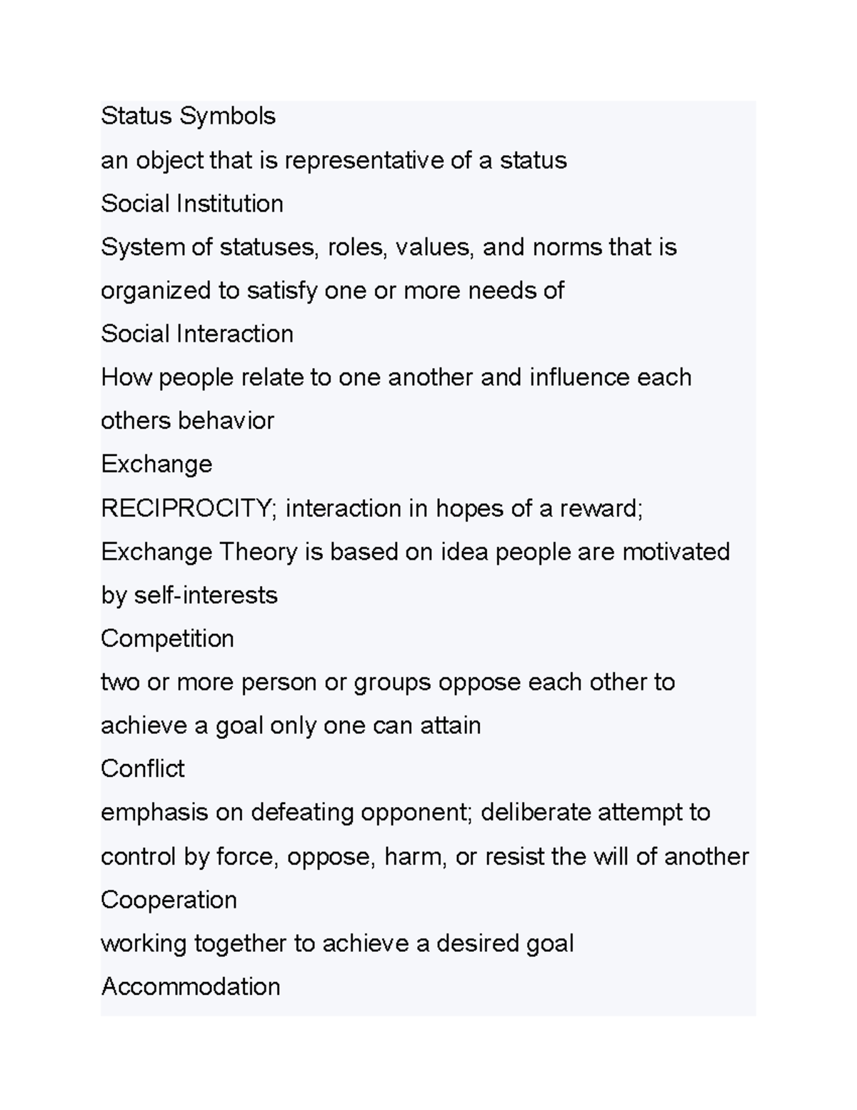 Sociology ch2 - Chapter 2 summary notes - Status Symbols an object that ...