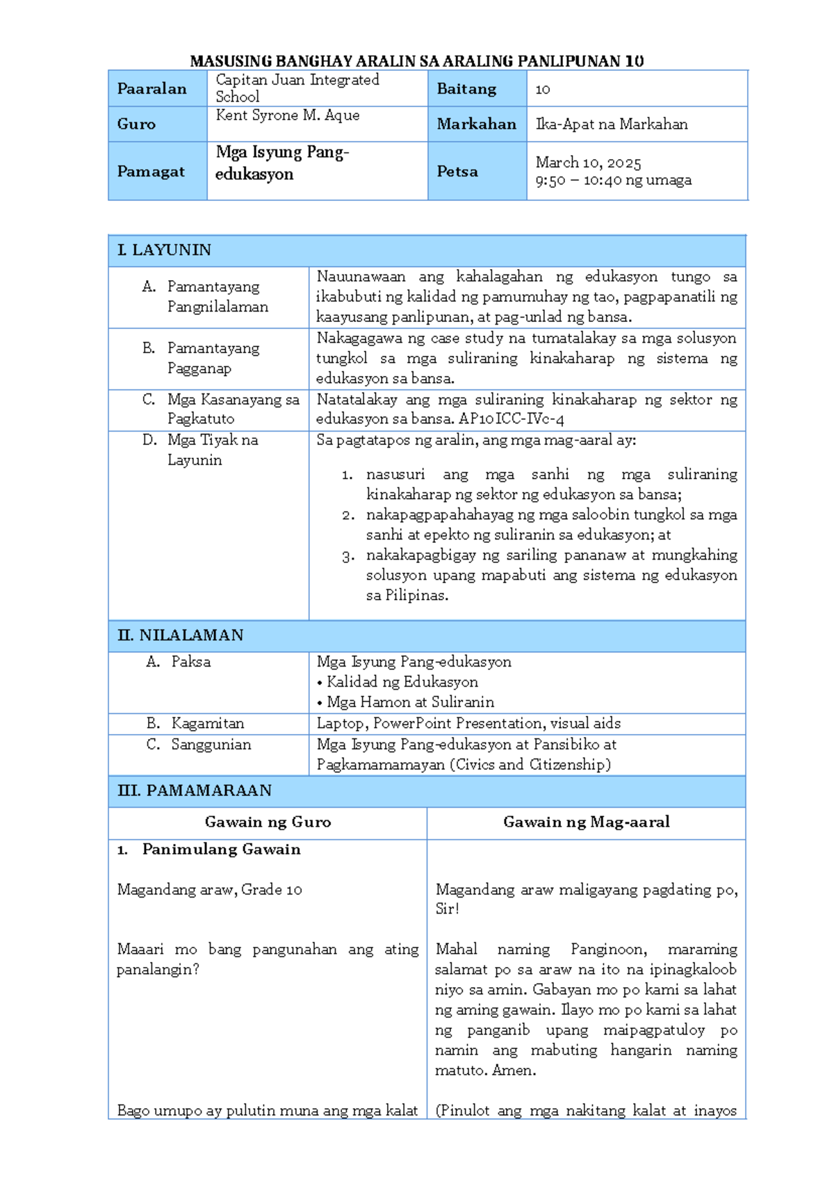 AP10 Lesson on Mga Isyung Pang-edukasyon at Mga Solusyon sa Sistema ...