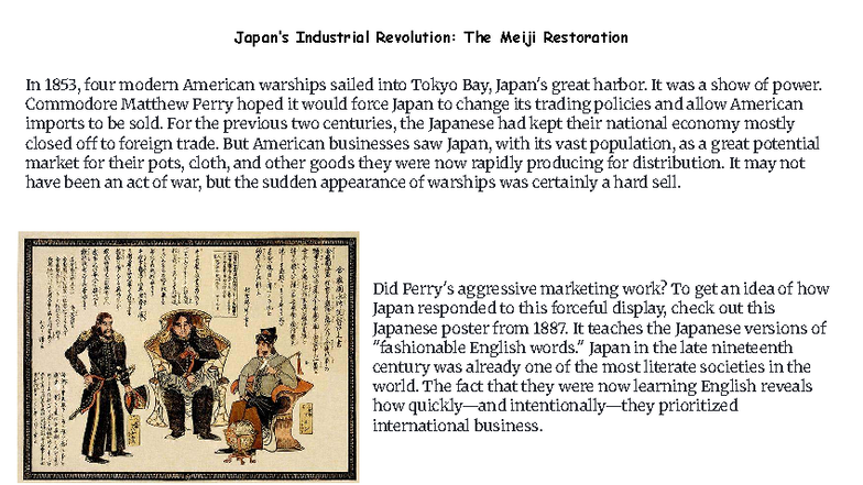 The Meiji Restoration: Transformations in Japan's Society and Economy ...