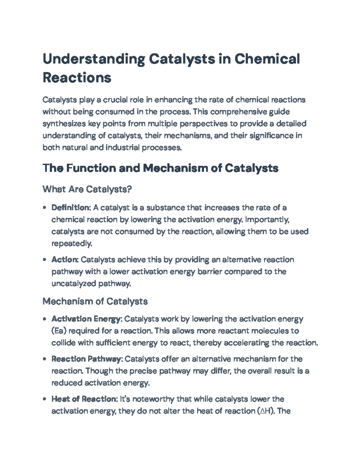 Understanding Catalysts: Mechanisms and Applications in Chemistry ...