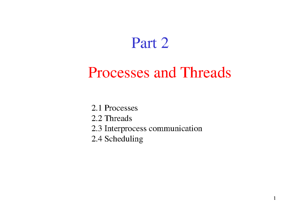 OS-Part-02 - OSG202 - Processes and Threads Part 2 2 Processes 2 Threads 2 Interprocess - Studocu