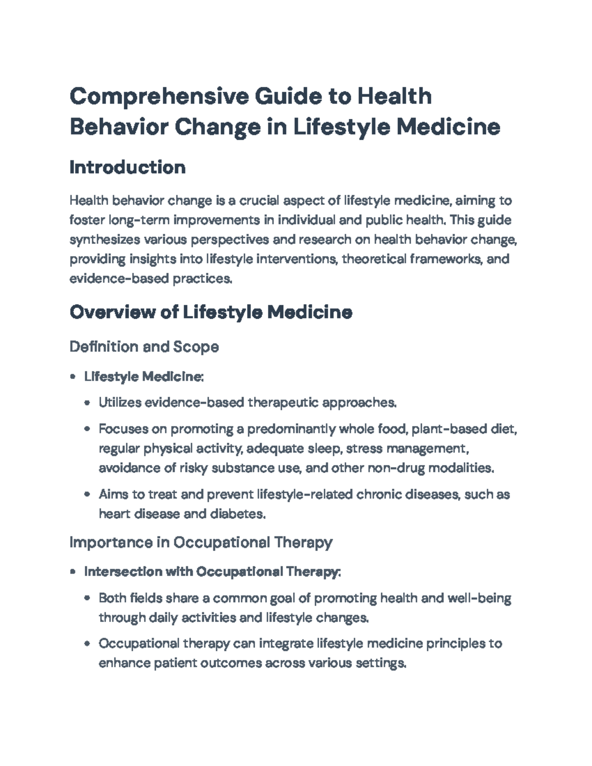 Comprehensive Guide to Health Behavior Change in Lifestyle Medicine ...