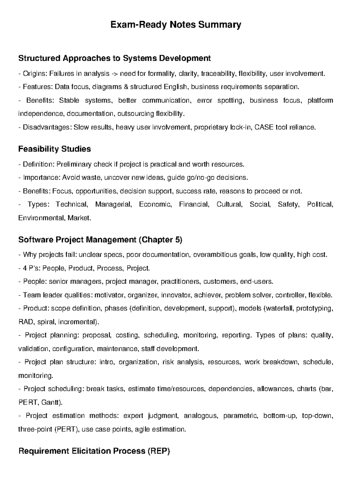 Software Engineering Summary: Structured Approaches to Systems Dev ...