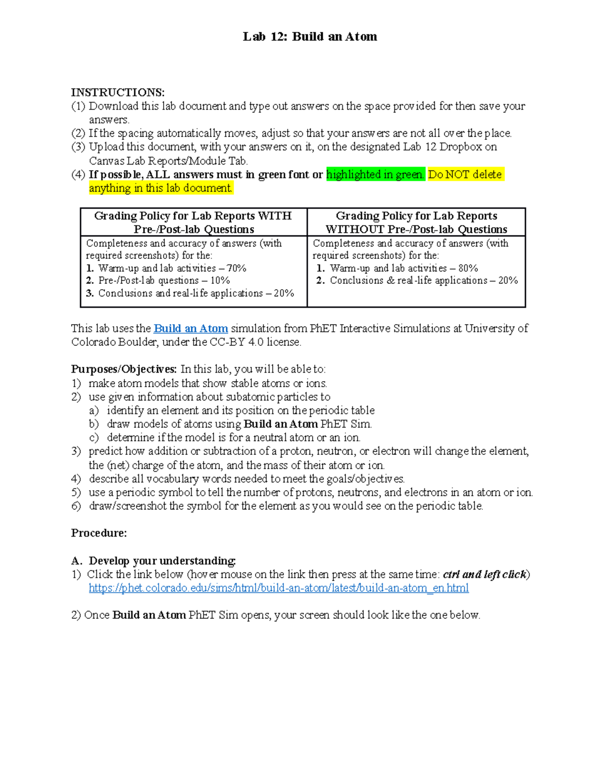 Lab 12 - Build an Atom PHYS 1115 - INSTRUCTIONS: (1) Download this lab document and type out ...
