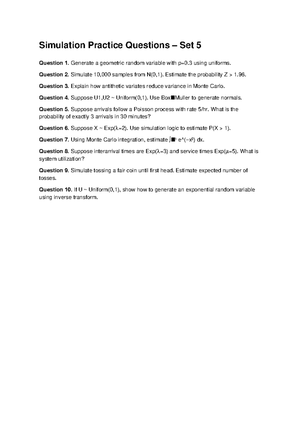 Simulation Practice Set 5: Key Questions and Concepts - Studocu