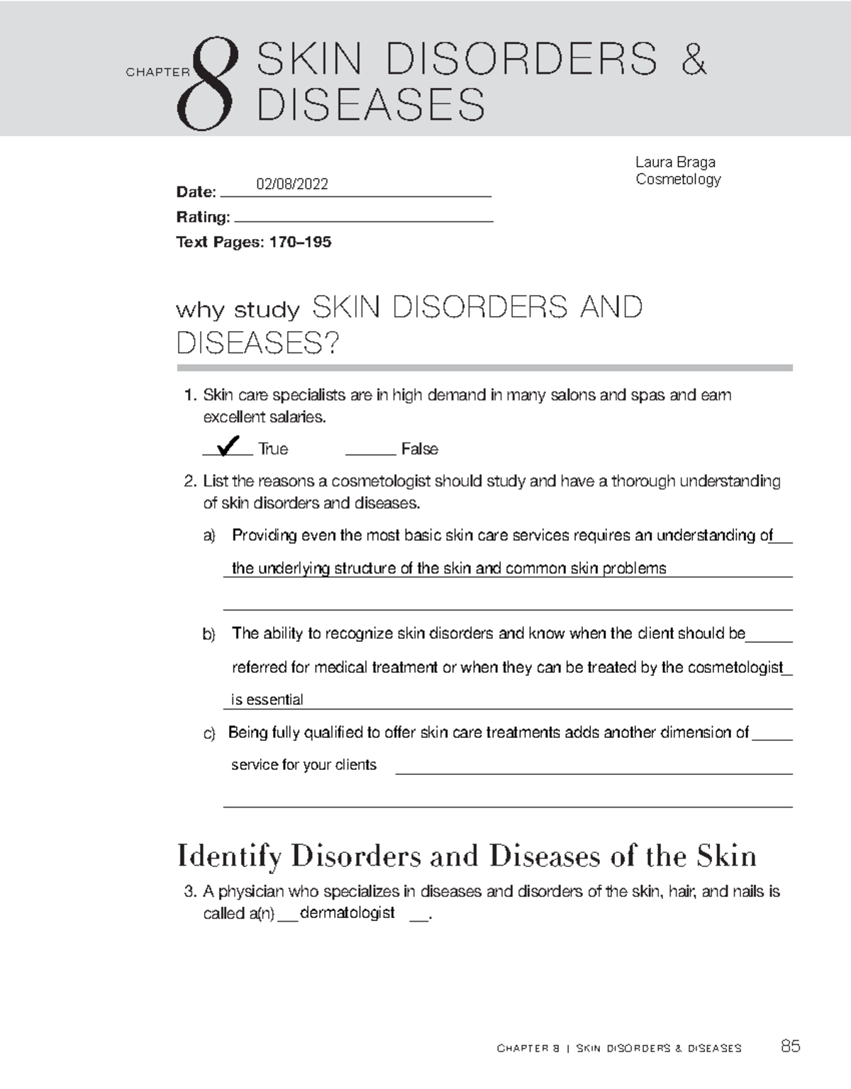 Ch 8 Skin Disorders & Diseases - Cosmetology Study Guide - Studocu