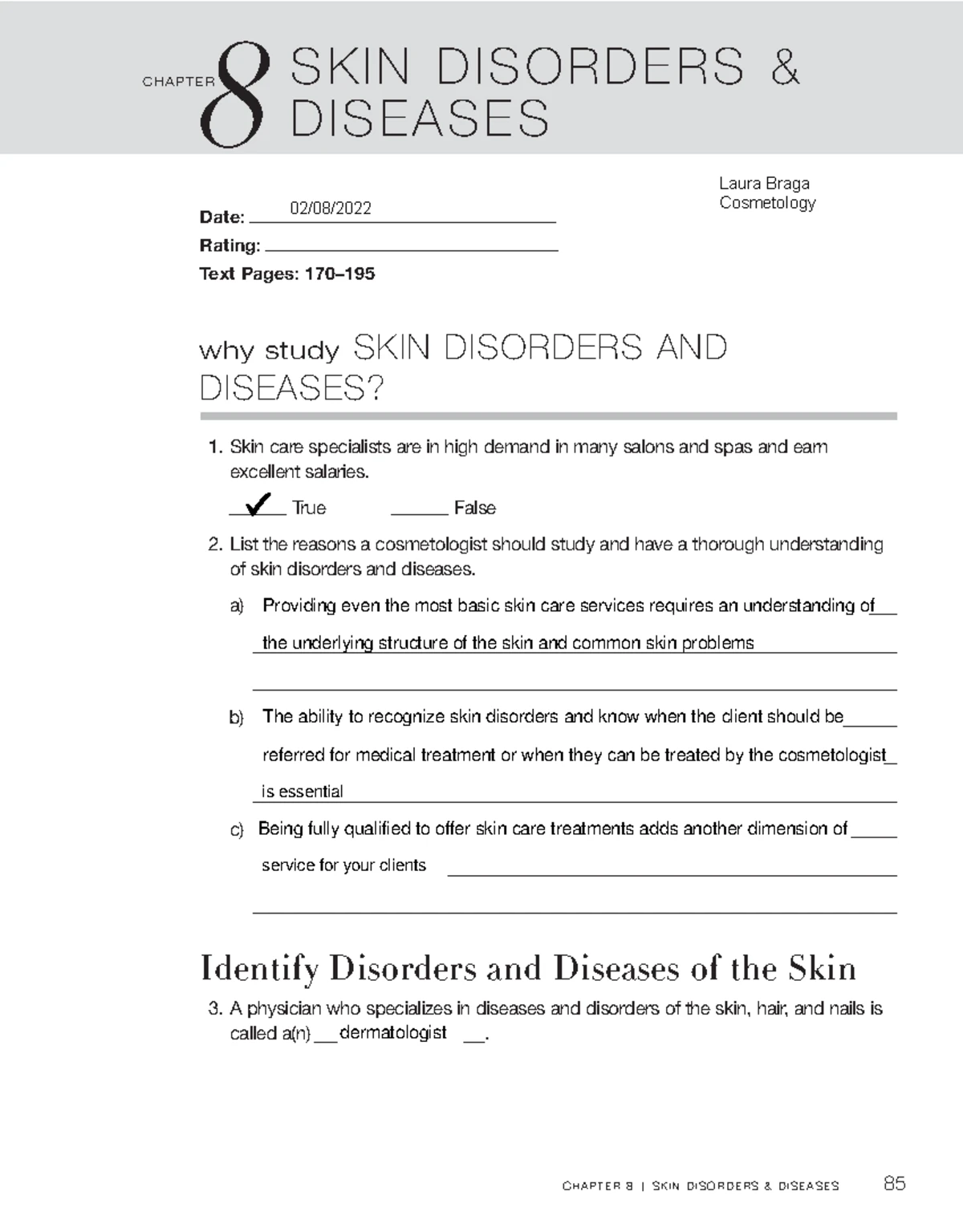 Ch 23 Facials WB - Biology of skin and growth - Date: Rating: Text ...