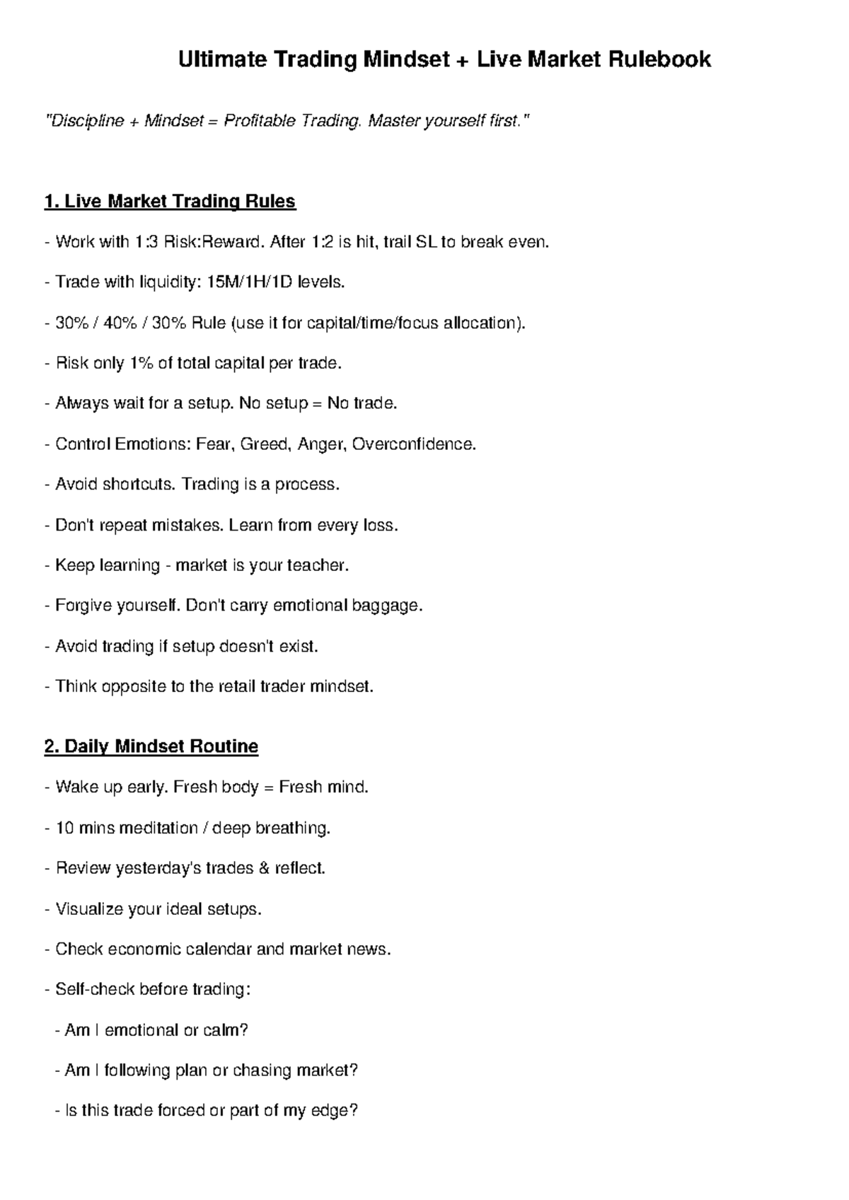 Ultimate Trading Mindset & Rules: Final Exam Guide - Studocu