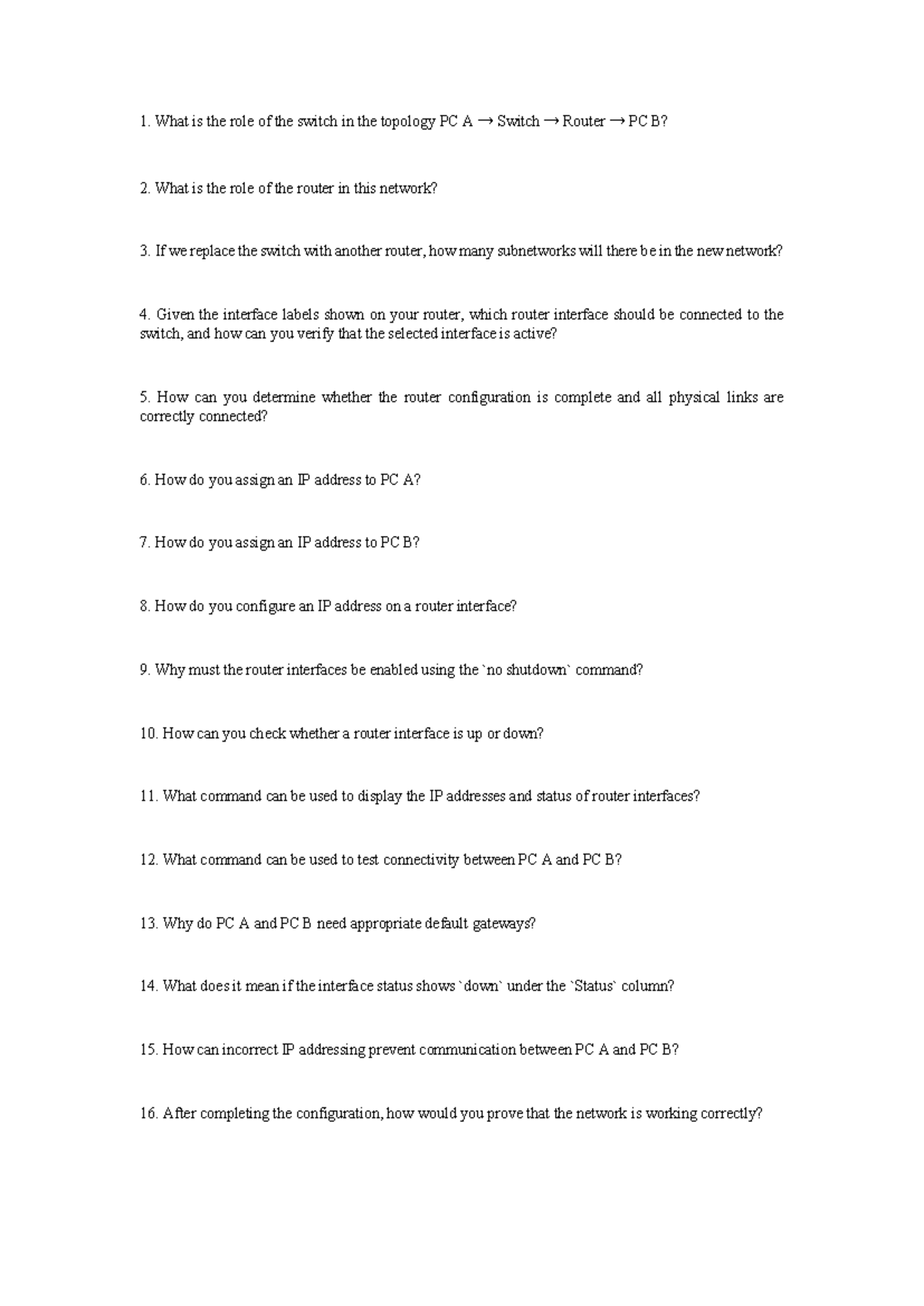 Final Project Questions: Networking Roles & Configurations - Studocu