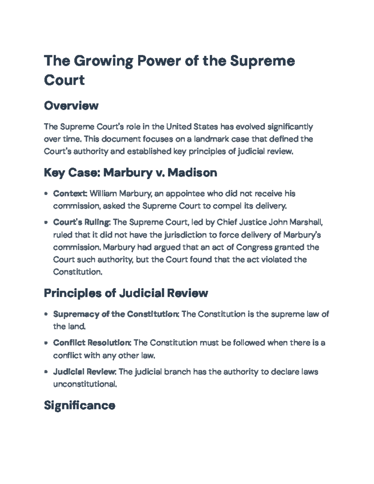 Landmark Case Analysis: Marbury v. Madison & Judicial Review Principles ...