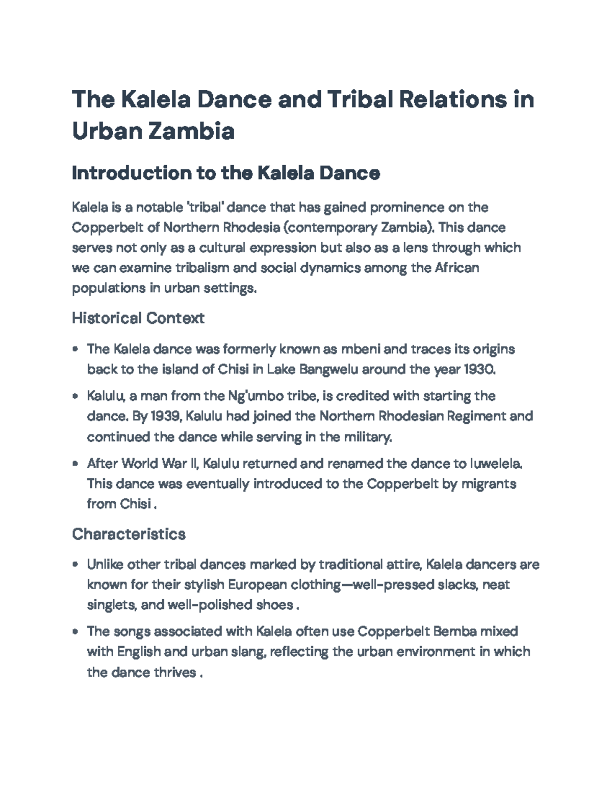 The Kalela Dance: Cultural Identity and Urban Dynamics in Zambian ...