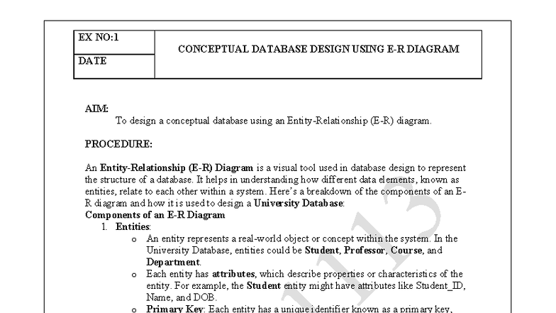 DBMS record - ... - AIM: To design a conceptual database using an ...
