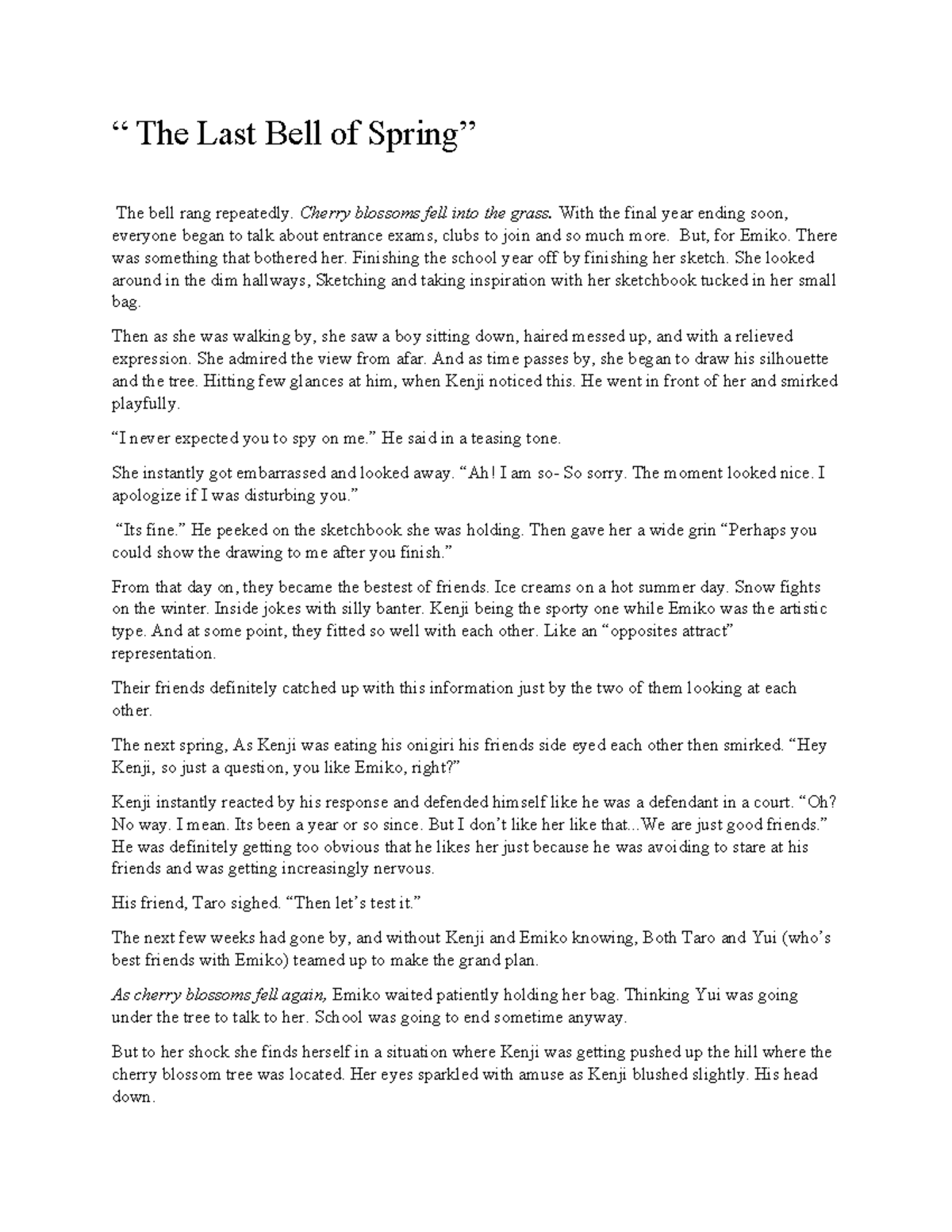 Final Story - The Last Bell: A Cherry Blossom Romance - Studocu