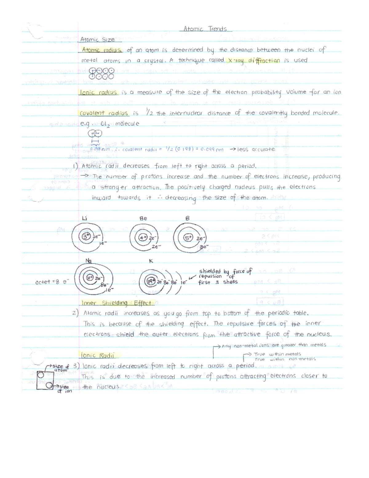 2-atomic-trends - notes for atomic theory - Atomic Trends Atomic Size ...