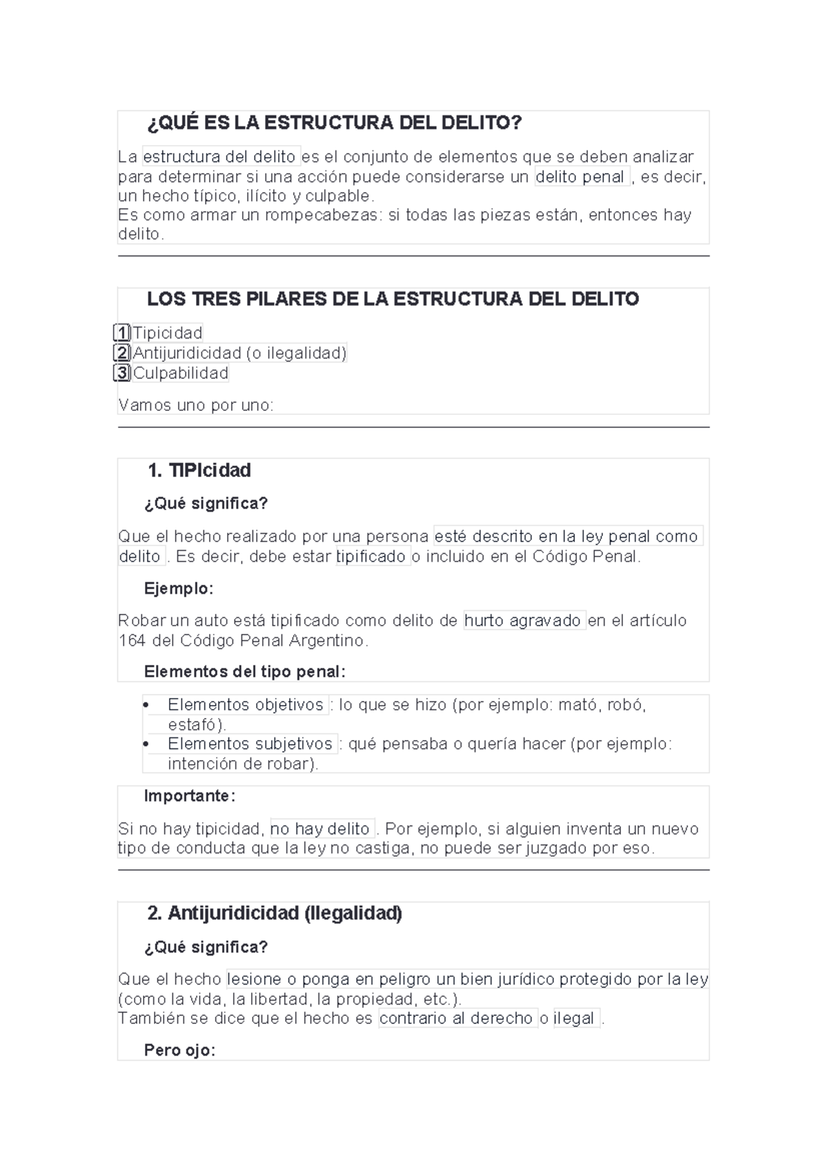 Estructura del Delito: Resumen y Elementos Clave - EFIP 1 - Studocu