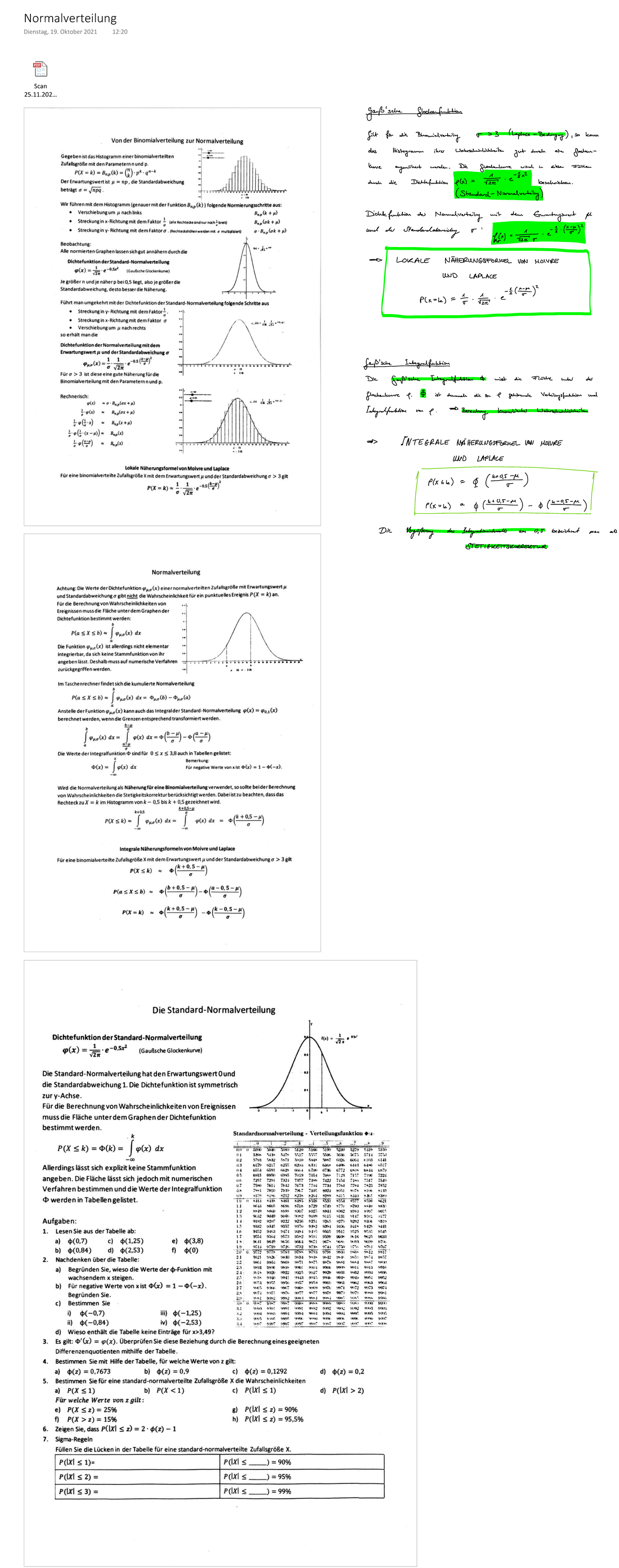 Normalverteilung - Mathe Leistungskurs Abivorbereitung - Mathematik - Scan 25.11 ...