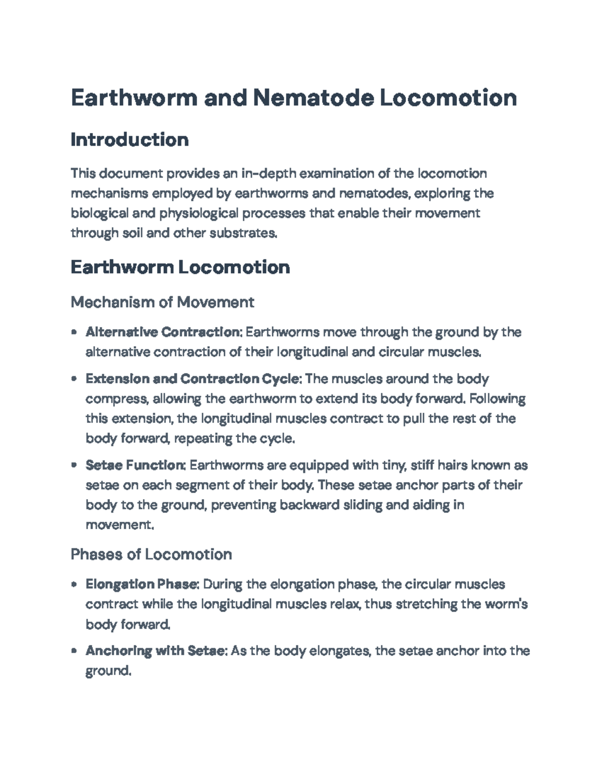 Comparative Study of Earthworm and Nematode Locomotion Mechanisms ...